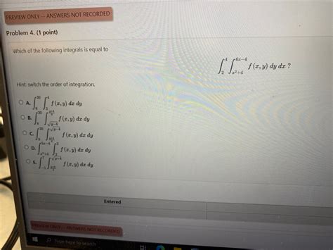 Which Of The Following Integrals Is Equal To