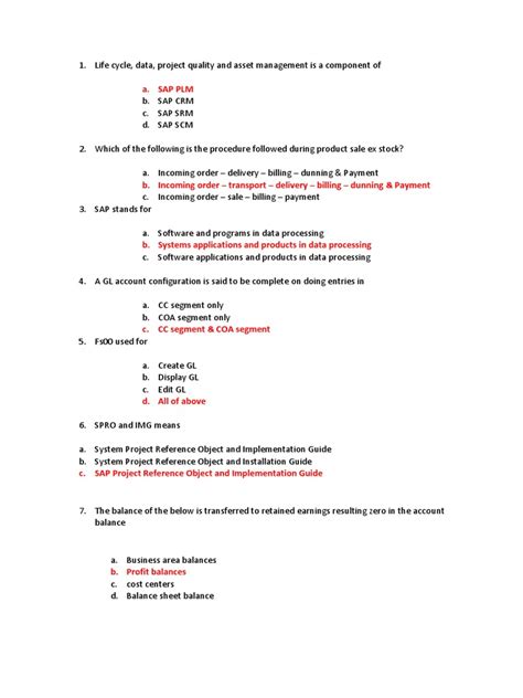 Sap Fico Sample Questions And Answers Pdf Product Lifecycle