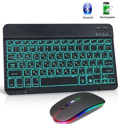 Portable Silent Led Rgb Backlit Keycaps Wireless Bluetooth Keyboard And Mouse For Phone Tablet
