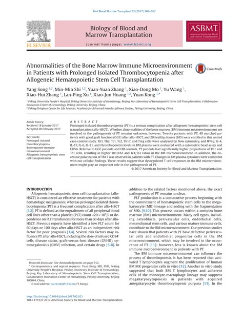 Pdf Abnormalities Of The Bone Marrow Immune Microenvironment In Patients With Prolonged