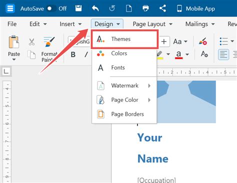 apply and customize themes in mobidocs mobisystems