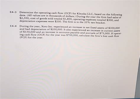 Solved E Determine The Operating Cash Flow OCF For Chegg