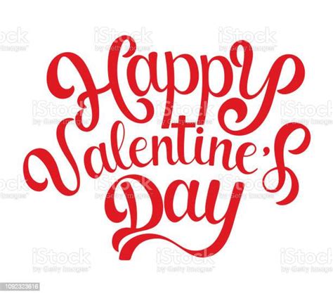 손으로 그려 우아한 현대 브러쉬 레터링의 해피 발렌타인 흰색 배경에 고립 벡터 일러스트입니다 14에 대한 스톡 벡터 아트 및 기타 이미지 Istock