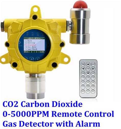 Co2 Carbon Dioxide Fixed Gas Detector With Remote Control Alarm Monitor