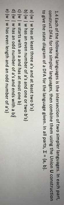 Solved 14 Each Of The Following Languages Is The