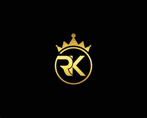 RK Logo Design Monogram Emblem Style With Crown Shape Vector Template