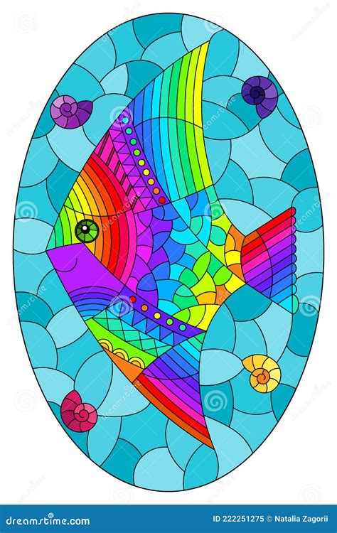 Illustration En Vitrail Avec Un Scalaire De Poisson Arc En Ciel