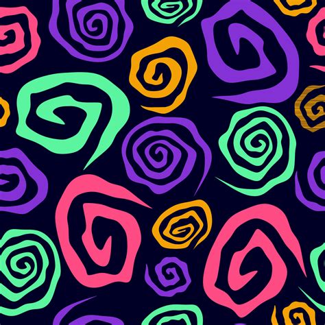 Psychedelic Swirl Spiral Seamless Pattern 60s 70s Style Liquid Groovy Background Colorful