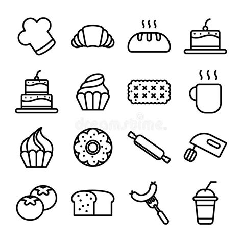 Sistema Del Icono De La Panadería De La Torta Ilustración Del Vector