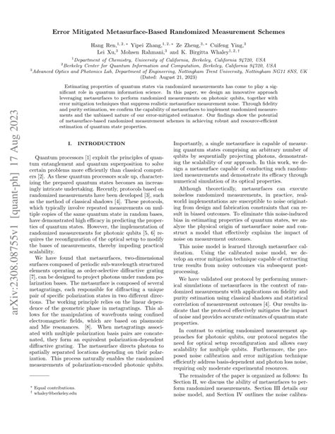Pdf Error Mitigated Metasurface Based Randomized Measurement Schemes
