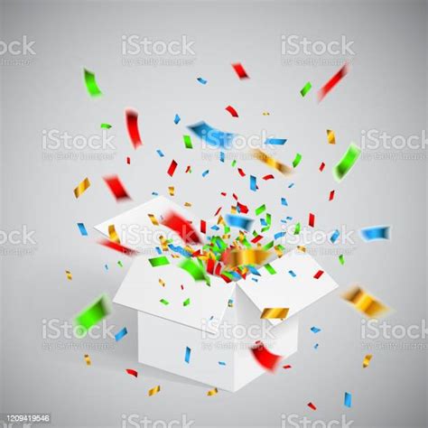 흰색 선물 상자와 색종이를 엽니다 크리스마스 배경입니다 벡터 일러스트레이션 경쟁에 대한 스톡 벡터 아트 및 기타 이미지 경쟁 그림자 노랑 Istock