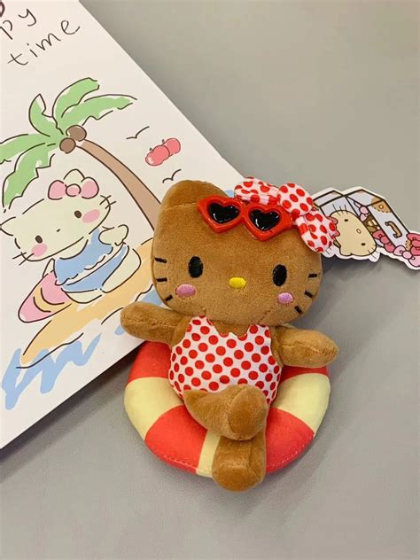 黑皮hello Kitty復古紅波點泳衣 蹺腳大小姐凱蒂貓 夏日曬黑救生圈kitty 包包掛飾吊飾裝飾 閨蜜禮物送女友 蝦皮購物