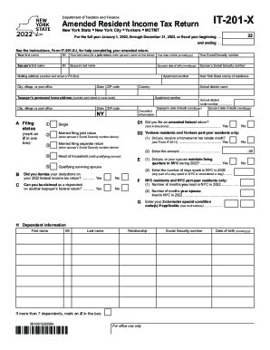 Fillable Online Form It X Amended Resident Income Tax Return Tax