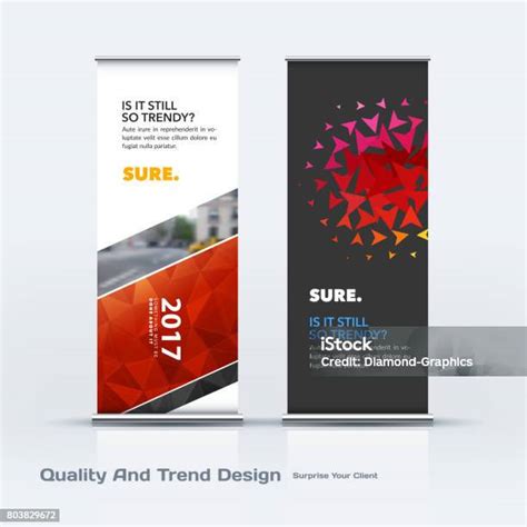 추상적인 사업 벡터 현대 롤 최대 배너 스탠드 다채로운 대각선 삼각형 모양으로 디자인 서식 파일의 설정 0명에 대한 스톡 벡터 아트 및 기타 이미지 Istock