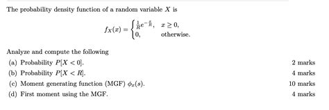 Solved The Probability Density Function Of A Random Variable Chegg