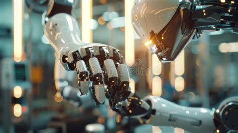 In A Modern Datadriven Factory Robots Work Alongside Human Workers
