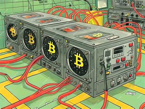 Futuristic Bitcoin Mining Rig With Holographic Data Displays And Digital Currency Symbols