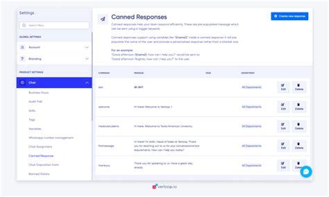 Canned Responses Verloop Help Docs