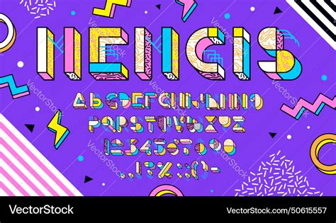 3d Memphis Abstrakt Schriftblock Typface Vektorbild