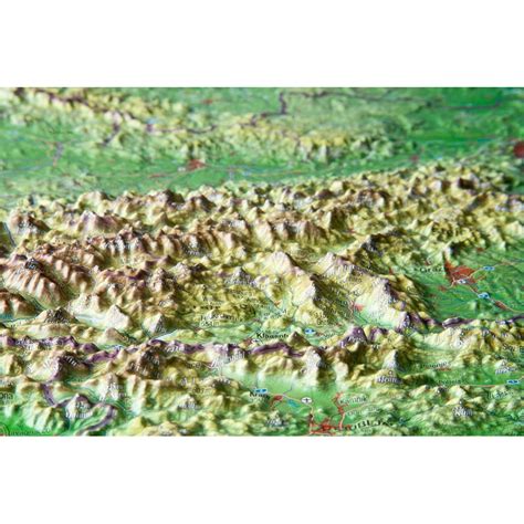 Georelief L Autriche grand format carte géographique en relief D avec cadre en bois