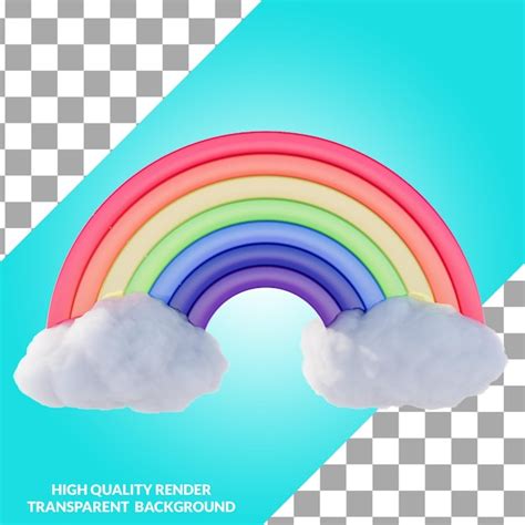Ilustración de arco iris con nubes en estilo 3d Archivo PSD Premium