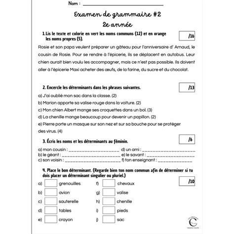 Examen De Grammaire Examen De Grammaire