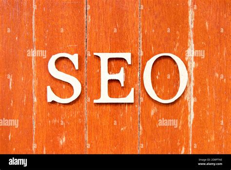 Alphabet Letter In Word Seo Abbreviation Of Search Engine Optimization On Old Red Color Wood