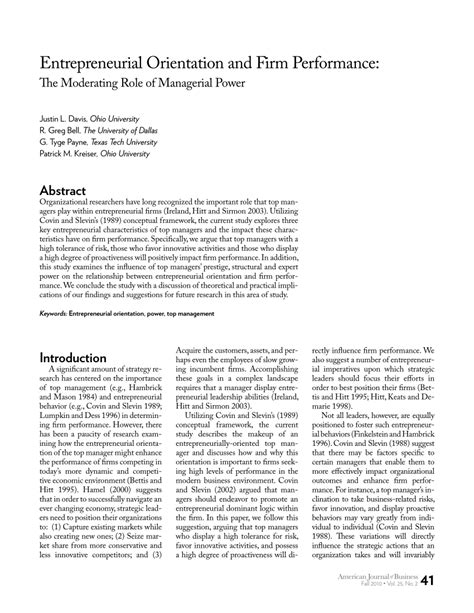 Pdf Entrepreneurial Orientation And Firm Performance The Moderating