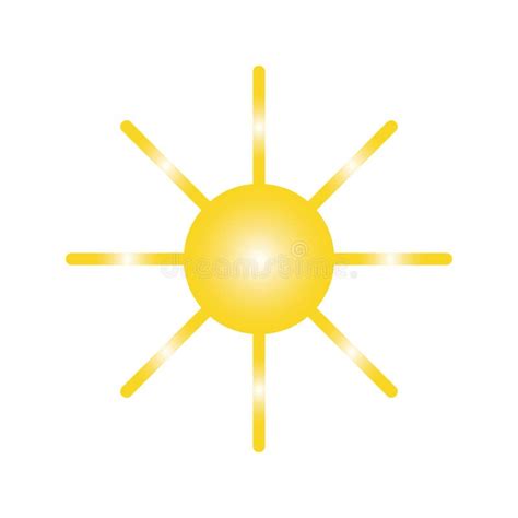 Yellow Sun And Eight Straight Rays On White Of Vector Illustrations