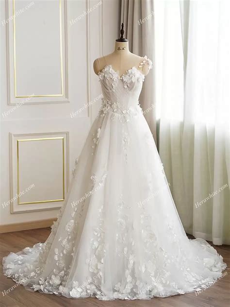 Romantic One Shoulder 3d Flower Wedding Dress Bridal Australia™