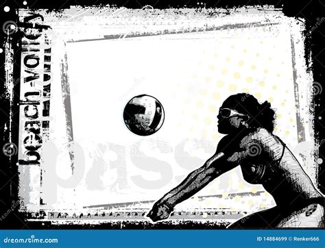 Volleyball Poster Template In Colour Cartoon Vector