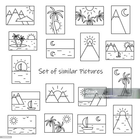Ensemble Dimages Similaires Illustration Linéaire Vectorielle