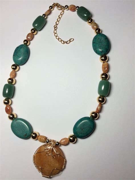 Natural Wire Wrapped Stone Pendant Necklace