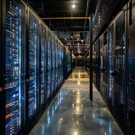 Premium Photo Hightech Data Center With Interactive Network Visualization