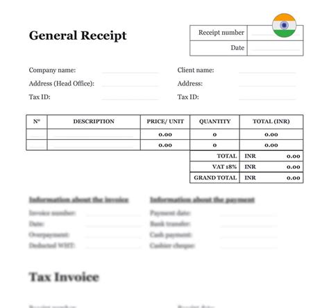 Receipt Form In India Download Word Document Doc