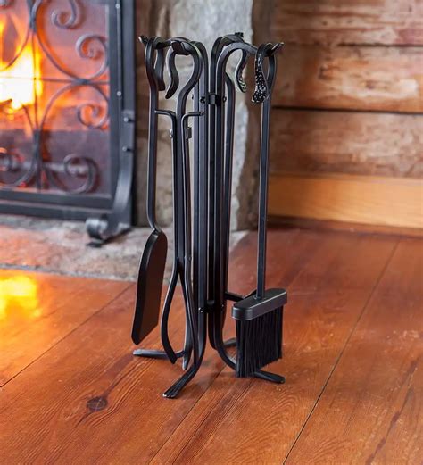 Compact Size Hand Forged Fireplace Tool Set Black Plow Hearth Artofit
