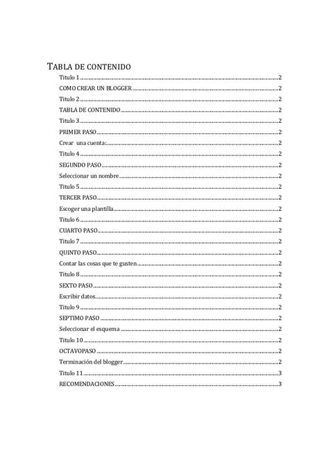 Tabla De Contenido De Un Trabajo Escrito Con Normas I
