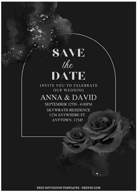 Free Editable Pdf Mystique Black Floral Wedding Invitation Templates