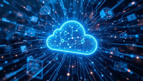 Abstract Digital Cloud Computing Network Data Flow System Visualization