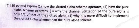 Solved 4 10 Points Explain 1 How The Slotted Aloha Chegg