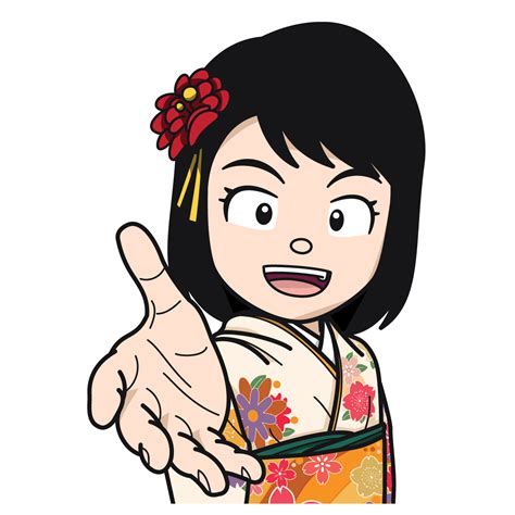 手を差し伸べる着物の女性09イラスト ミド吉