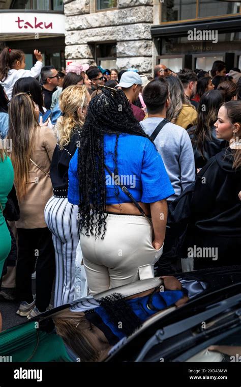 Fans Of Colombian Singer Karol G Wait In Front Of The Excelsior Hotel Ernst For The Star To
