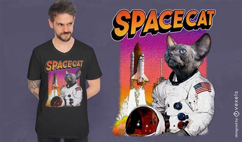 Space Cat Psd T Shirt Design Psd Editable Template