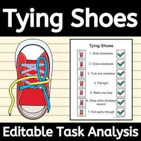 Tying Shoes Task Analysis Visuals Poster For How To Tie And Data Sheet Editable Etsy