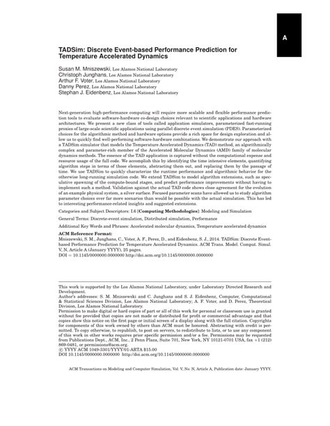 Pdf Tadsim Discrete Event Based Performance Prediction For