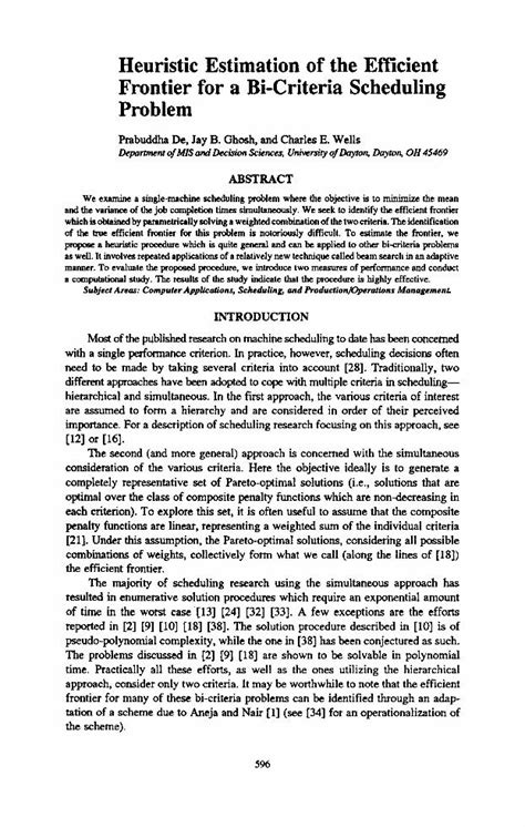 Pdf Heuristic Estimation Of The Efficient Frontier For A Bi Criteria