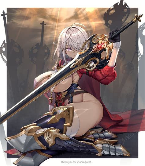 Ayaki Original Commentary Request Commission Highres Skeb Commission 1girl Armor Black