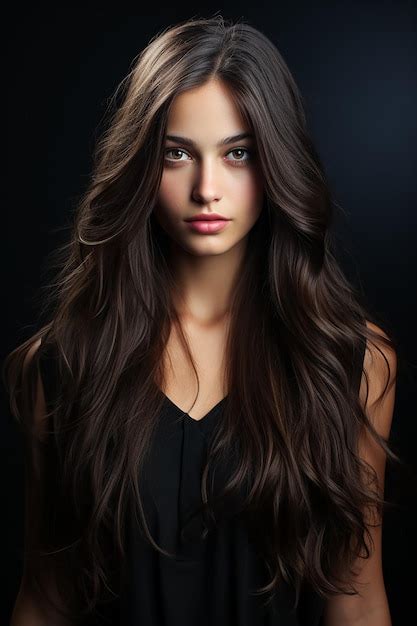 Mulher Jovem Modelo Com Cabelos Longos E Lisos Foto Premium