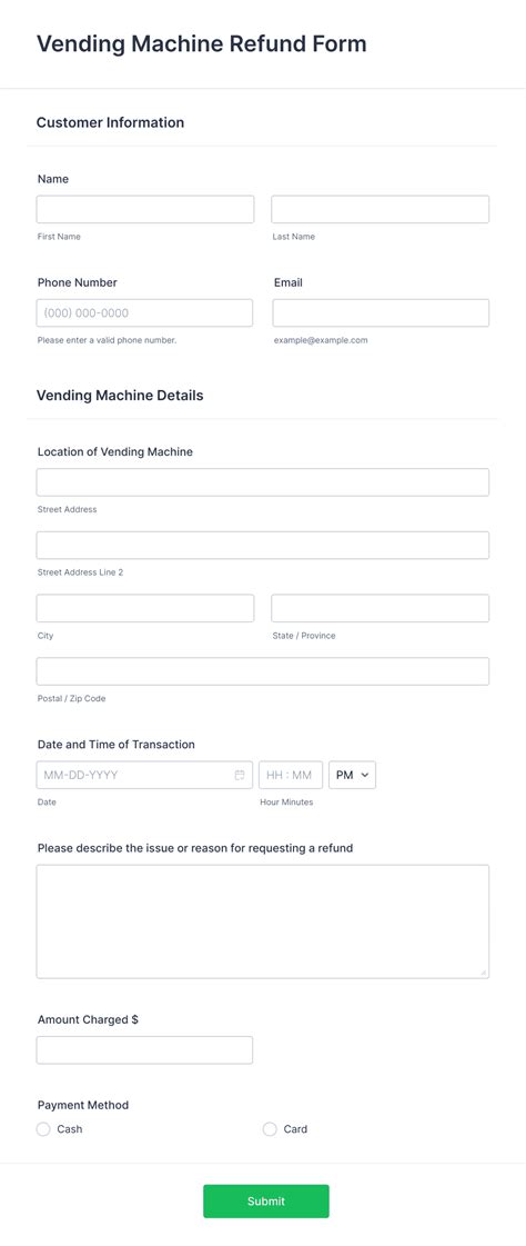 Vending Machine Refund Form Template Jotform