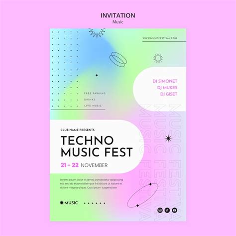 음악 축제 초대장 템플릿 무료 Psd 파일